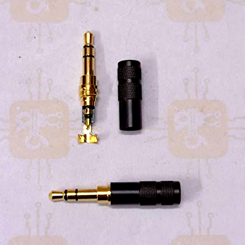 3.5mm 3-Pole (3 Pin TRS) Headphone Soldering jack - Gold Plated - Black
